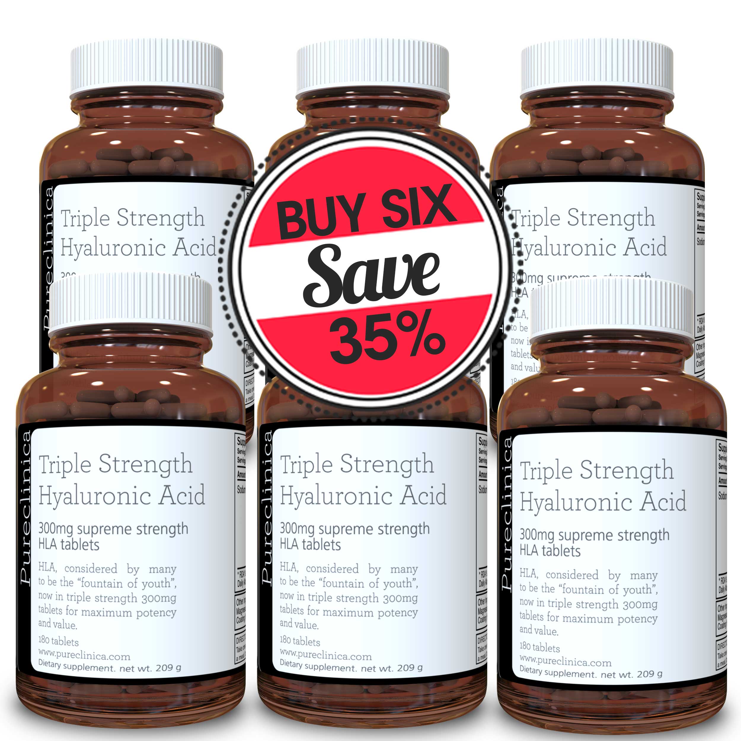 Triple Strength Hyaluronic Acid (HLA /HA) supplement - 300mg per tablet ...