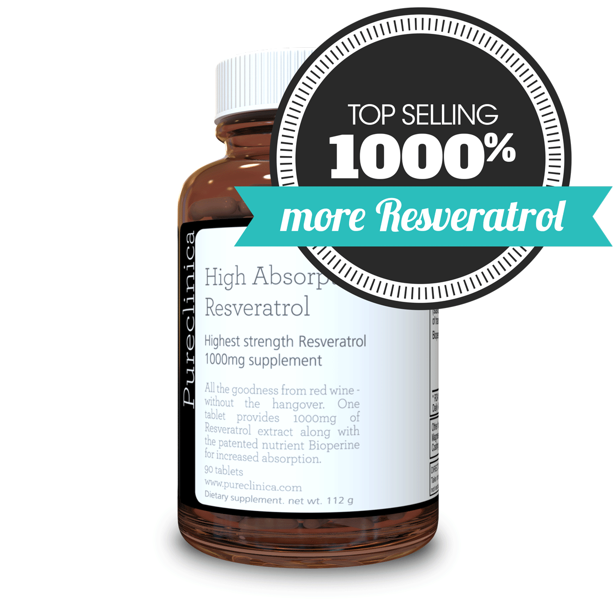 Resveratrol - 90 tablets x 1000mg (standardised to contain 500mg of ...